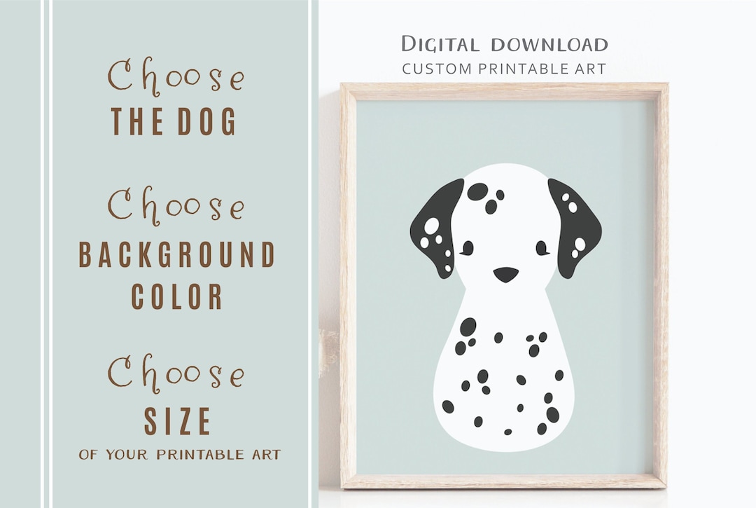 One Dog Printable Wall Art With Custom Color - Digital File - Etsy