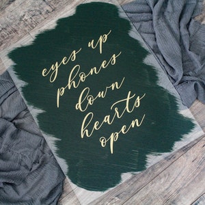 Eyes up Phones Down Hearts Open No Cell Phones Sign Unplugged Wedding ...