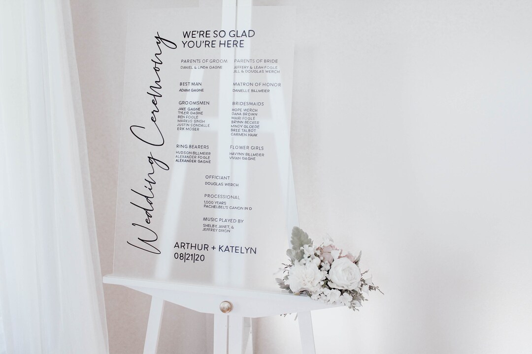 Wedding Program Acrylic Wedding Sign Wedding Party Sign Acrylic Welcome ...