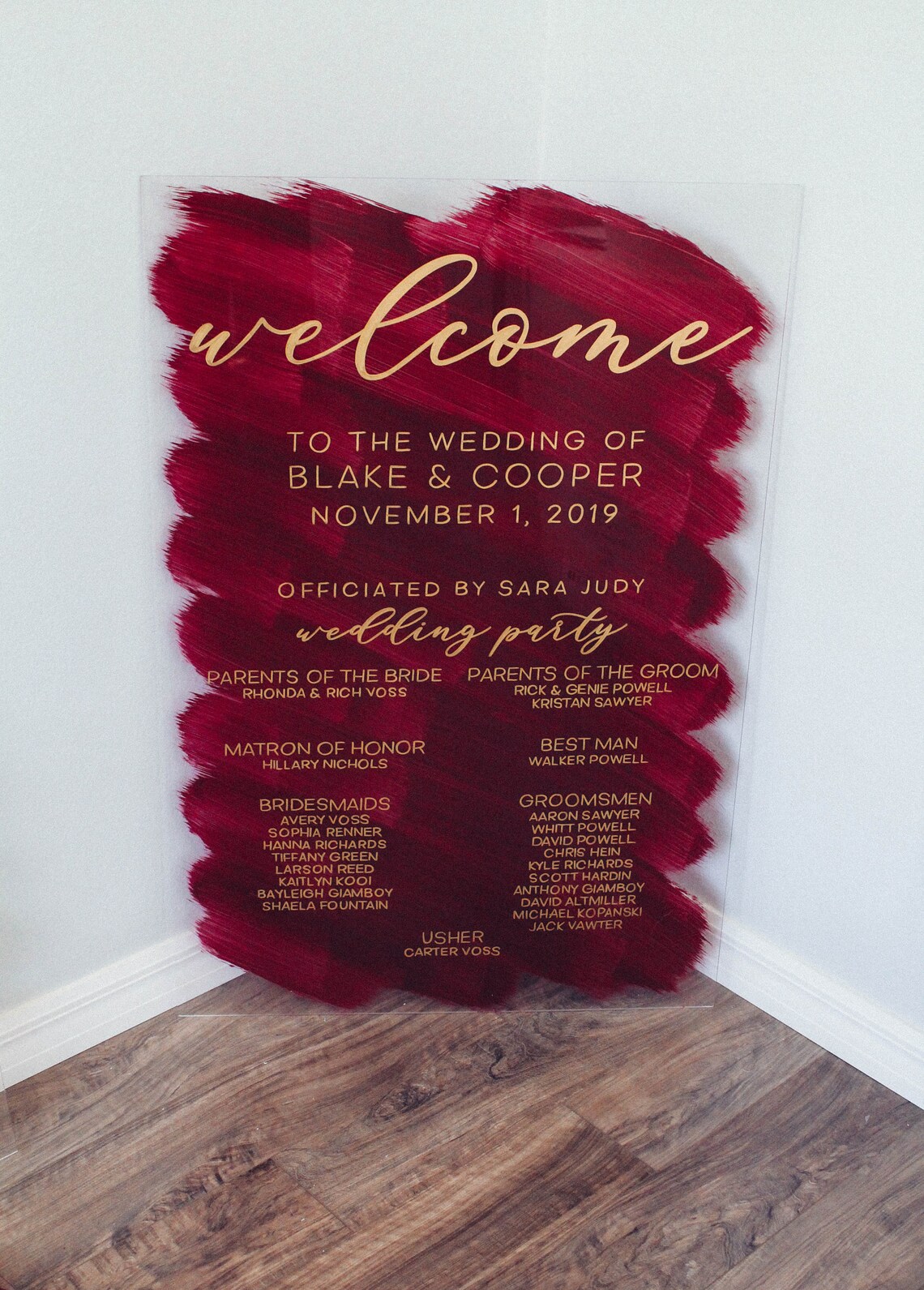 Wedding Program Acrylic Wedding Sign Wedding Party Sign | Etsy