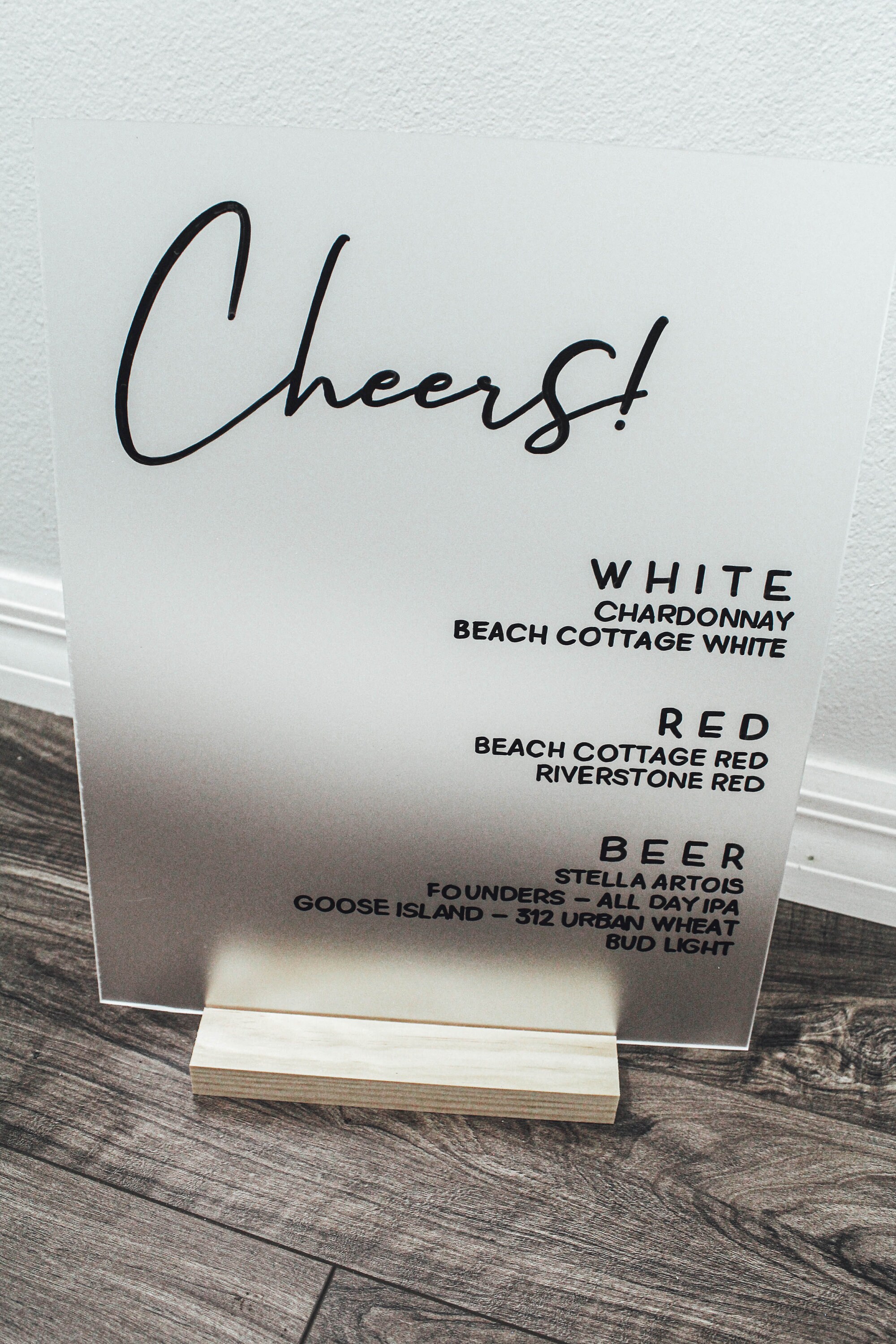 Frosted Acrylic Bar Menu Sign Wedding Bar Menu Bar Menu | Etsy