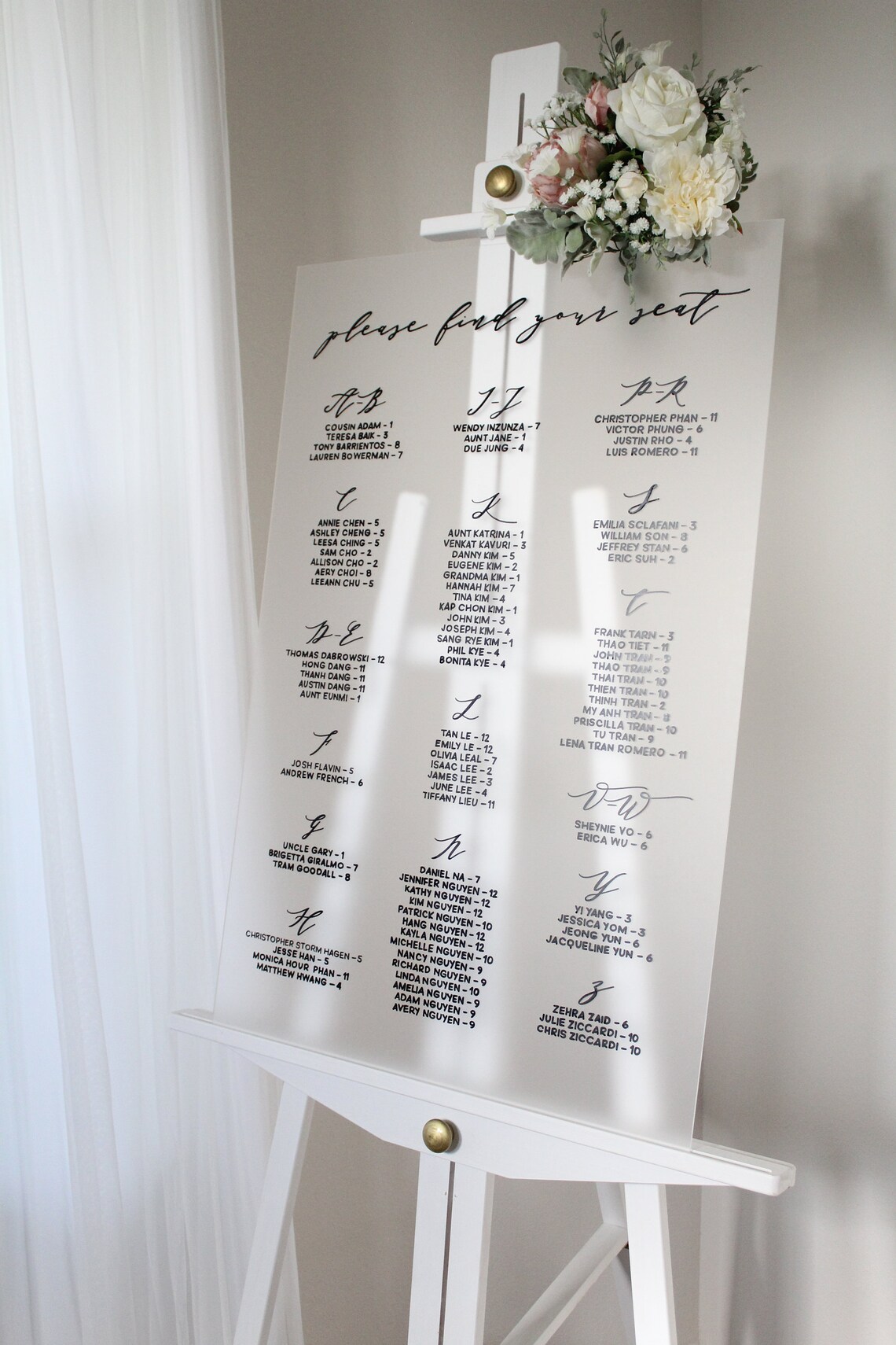 Frosted Acrylic Seating Chart Acrylic Seating Chart - Etsy