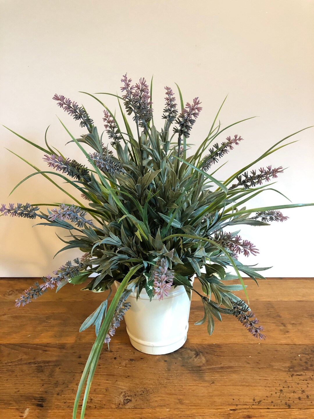 Silk Floral Arrangement, Lavender Grass Floral, Farmhouse Floral ...