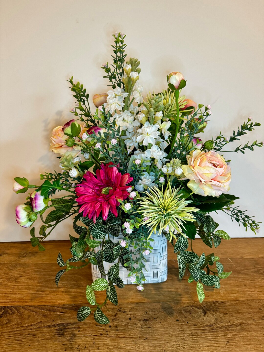 Spring-summer Wall Planter, Mixed Bouquet Wall Arrangement, Wild Flower ...