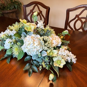 Large Dining Table Arrangement, White Floral Centerpiece, Large Silk ...