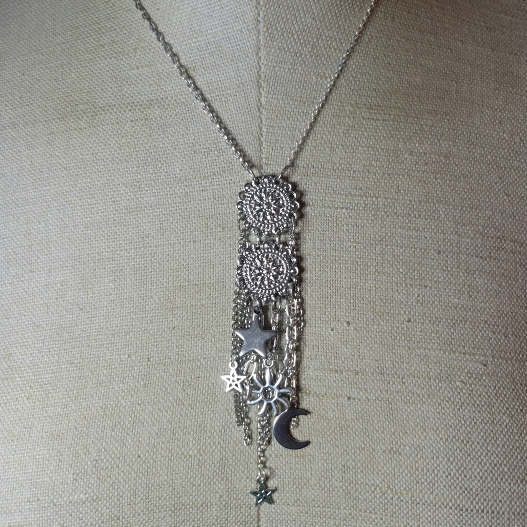 The Sun, the Moon and Stars Silver Chain Cascading Charm and Chain ...