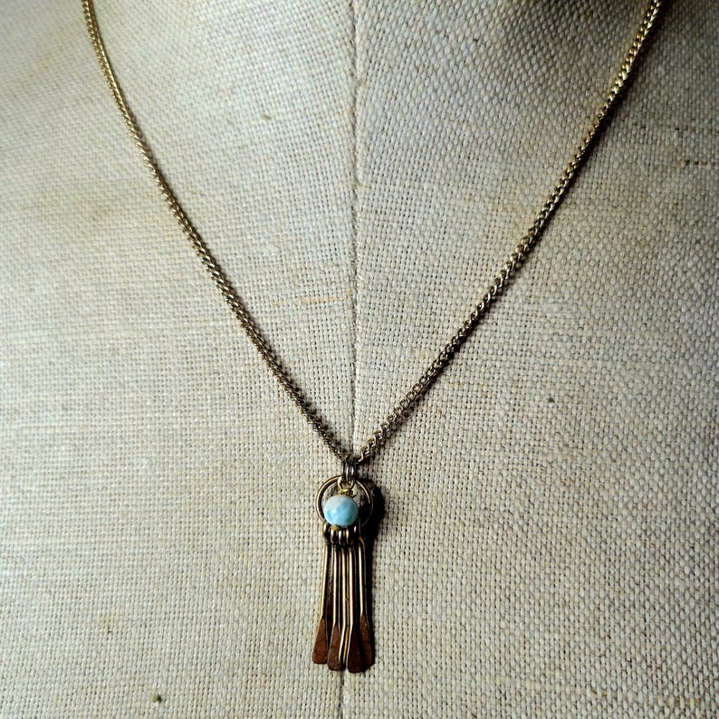 Delicate Gold Charm Necklace With Accent Charms and Larimar - Etsy UK