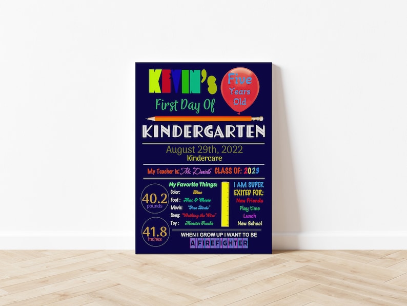 First Day of Kindergarten Sign. Last Day of Pre-k Sign. School Sign. - Etsy