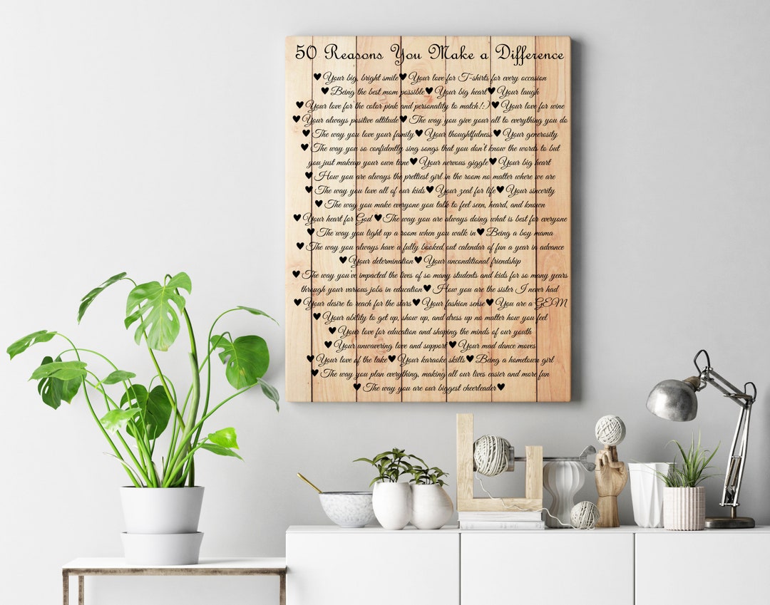 50 Reasons You Make A Difference. Birthday Present for Best Friend. 30 ...