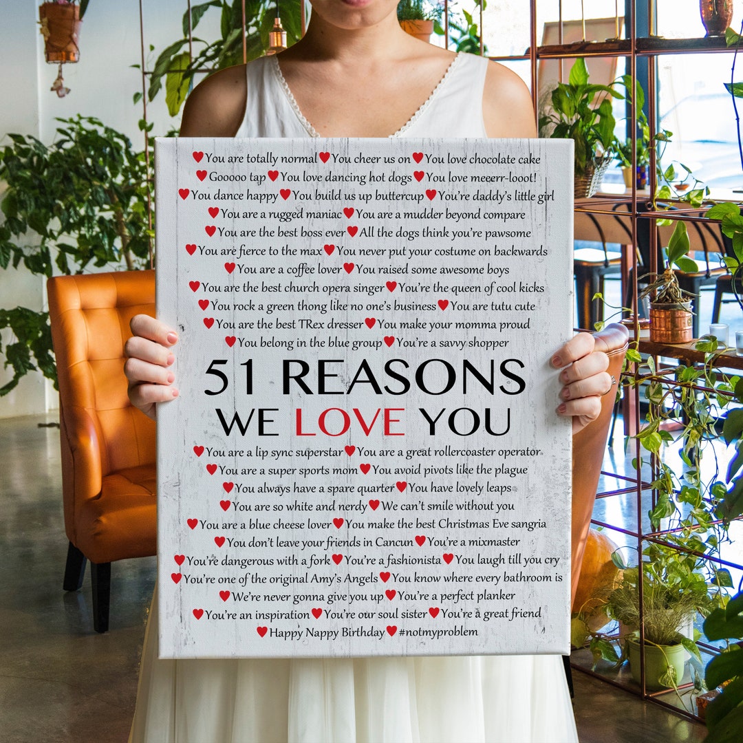 51st Birthday Gift, 51 Reasons We LOVE You. 51st Birthday Gift for ...