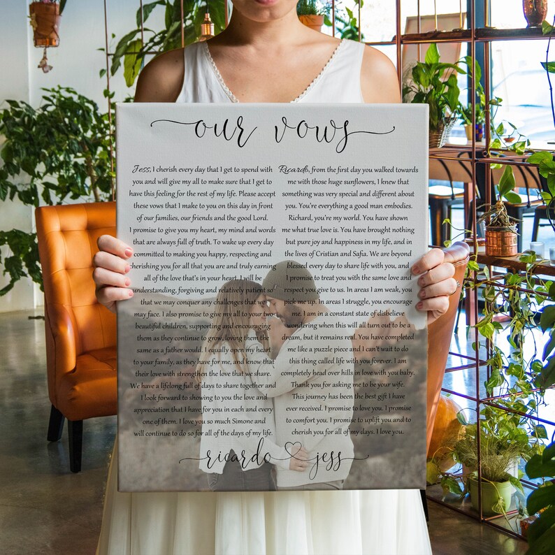 Paper Anniversary. His and Her Vows. Picture With Vows on Canvas. - Etsy
