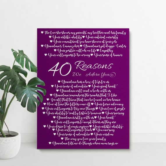 40 50 60 70 80 90 Reasons why we love/adore you Present | Etsy