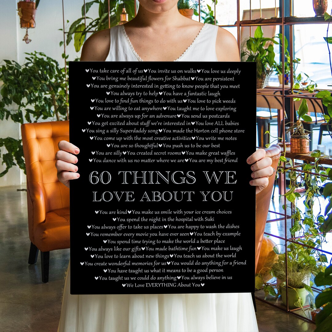 50 Best Things We Love About You. 50 Reasons List on Canvas. Custom ...