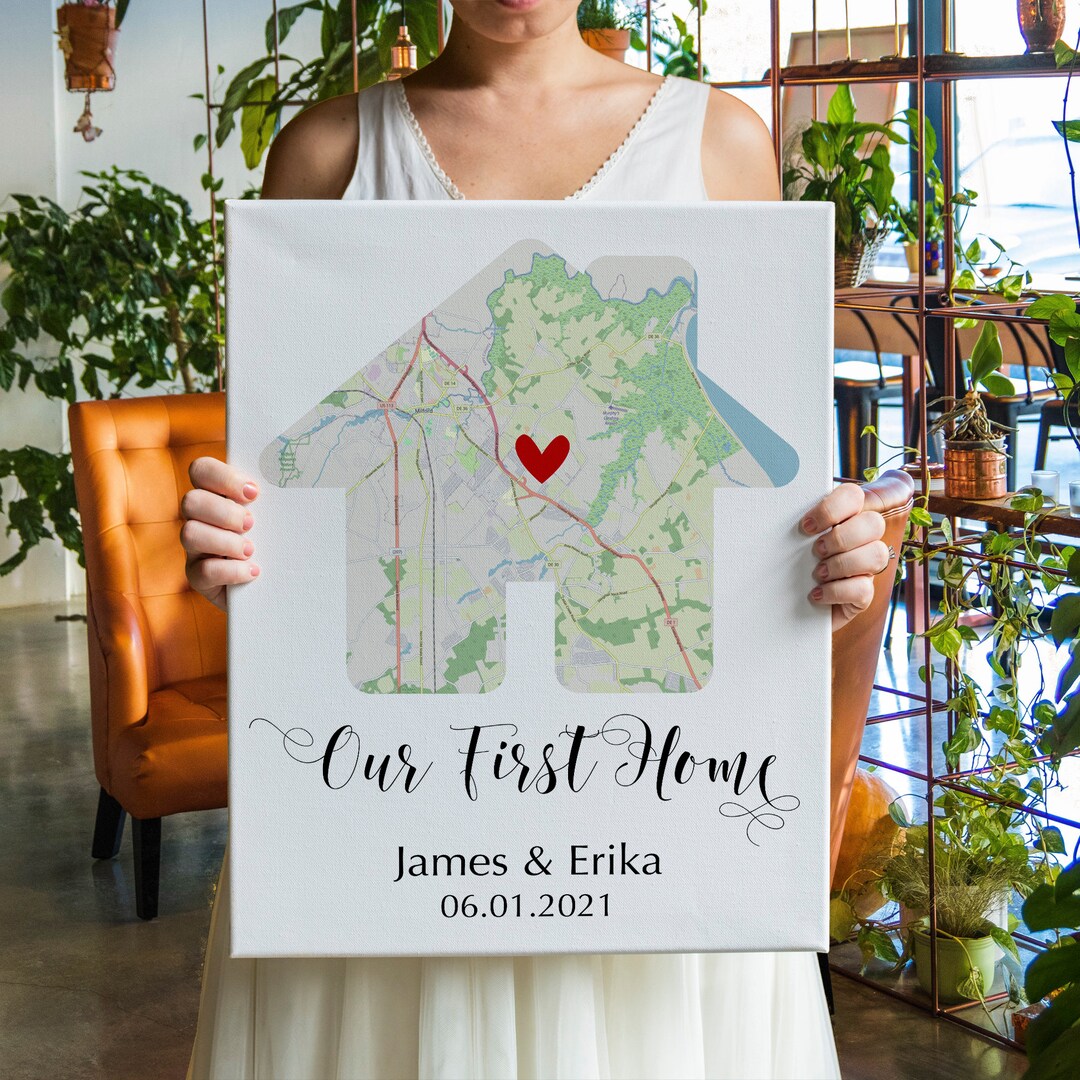 Our First Home. Gift Personalized Map Art. Custom Map Canvas.map Print ...