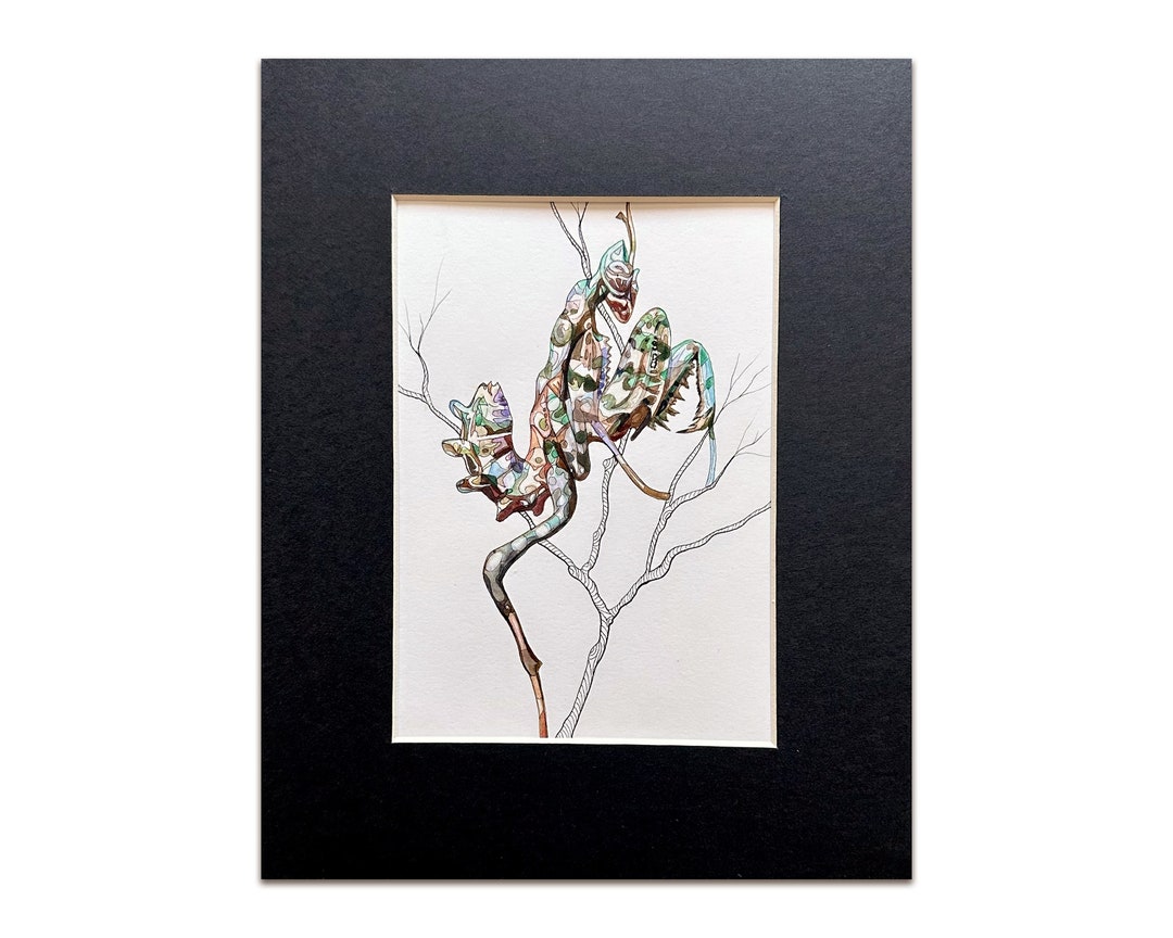 Mosaic Mantis – Original Insect Drawing, Simple Artwork, Line Art - Etsy