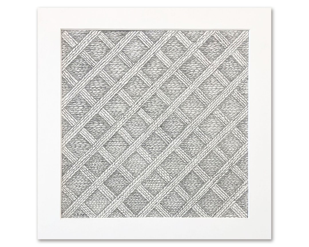 Woven – Pattern Sketch, Pencil Drawing, Matted Artwork - Etsy