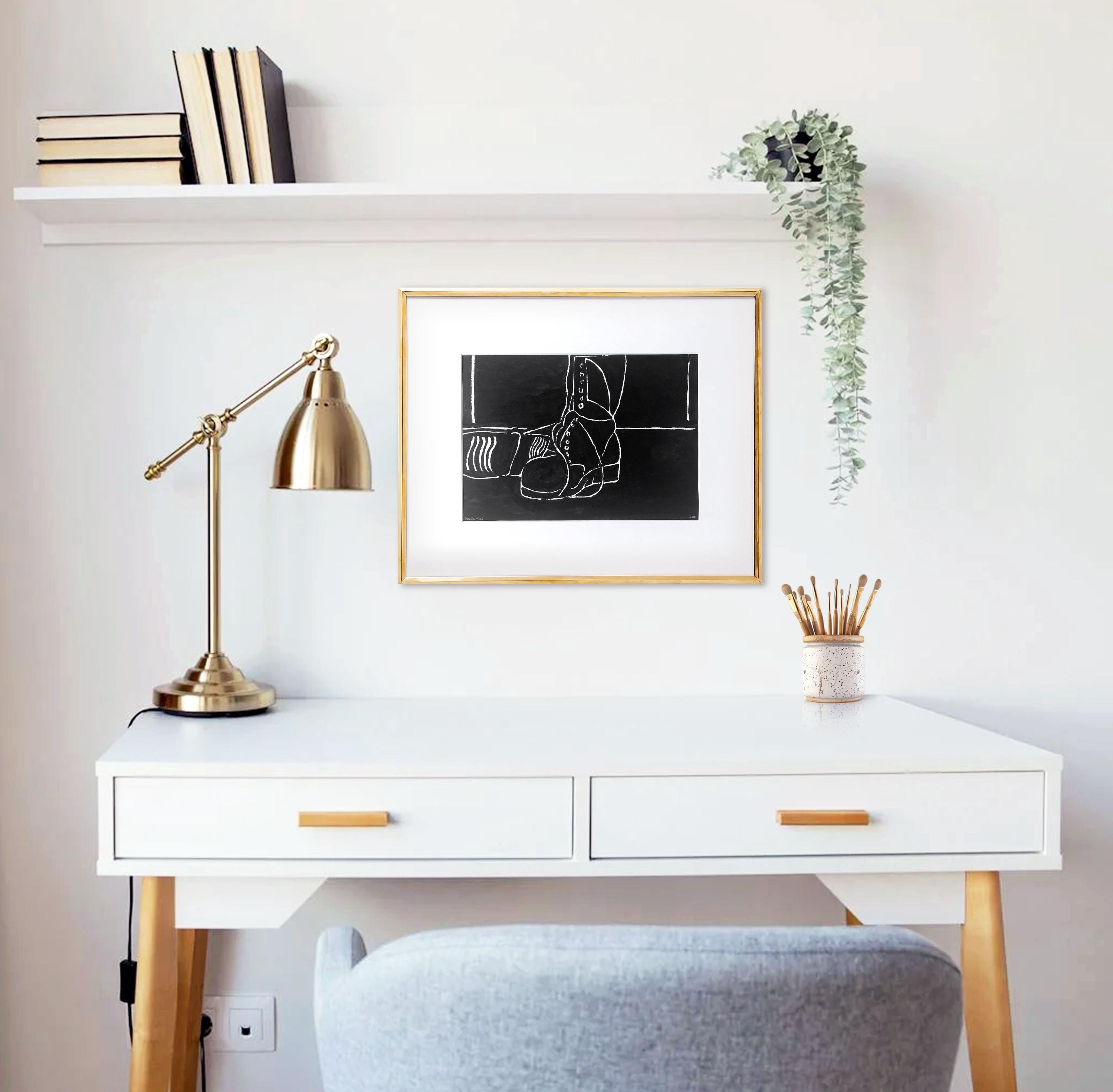 Black Boots – Watercolour Still Life Painting, Original Artwork, Black ...