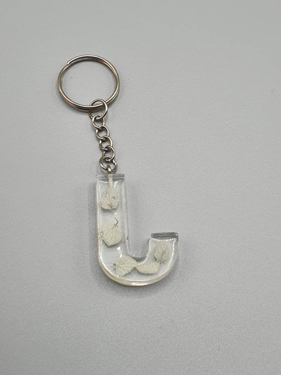Resin Letter J Keychain/ Keyring/ Handbag Charm With Pressed - Etsy UK