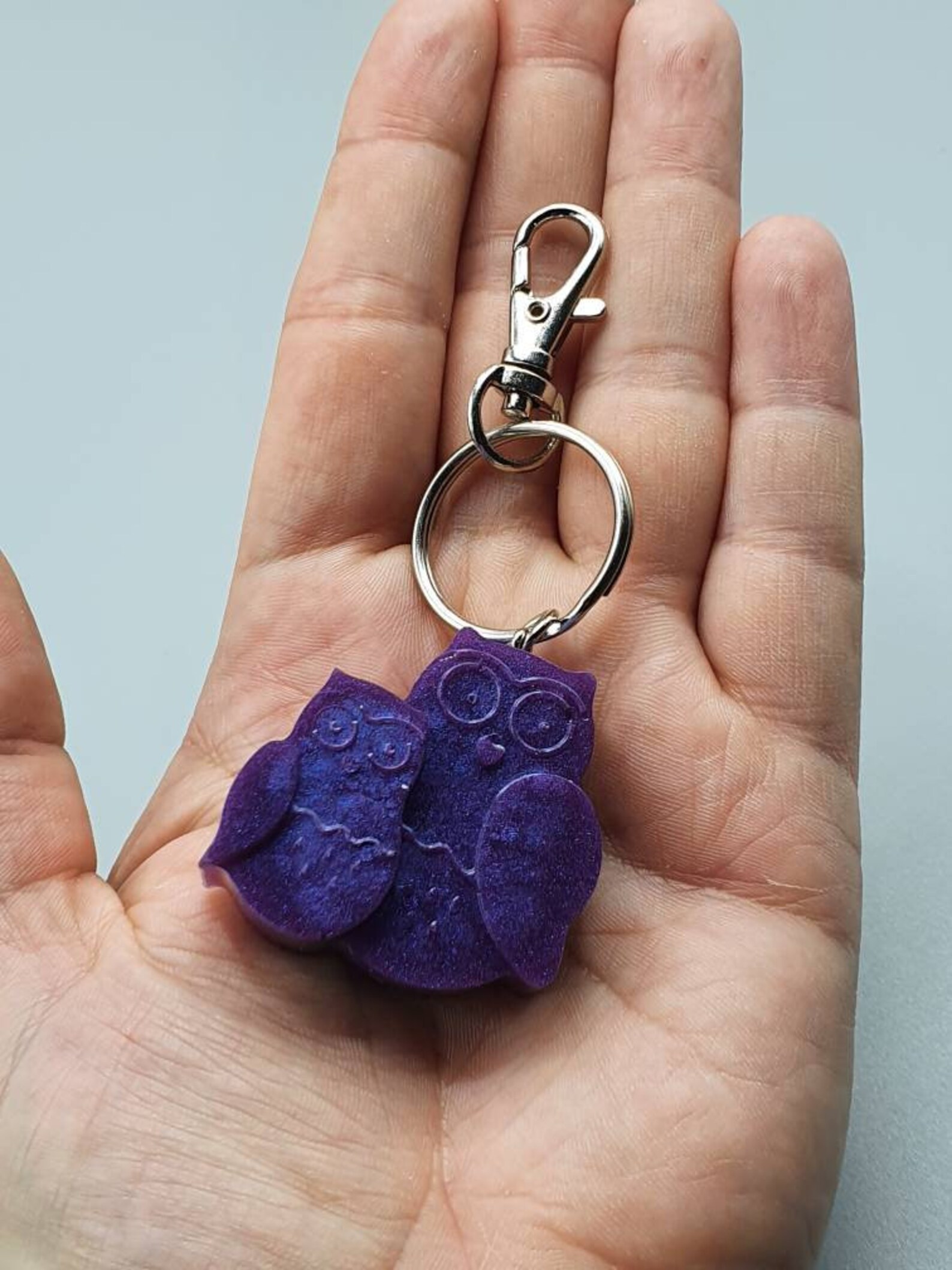 Resin Cute Purple Owls Keychain/ Keyring/ Handbag Charm With Lobster ...