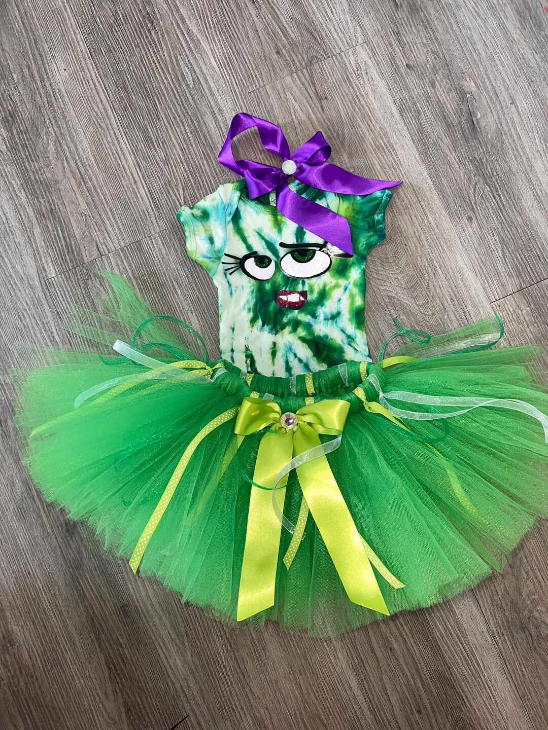 Inspired by Disgust Character Handmad Costume Fluffy Tutu and Tye Dye ...