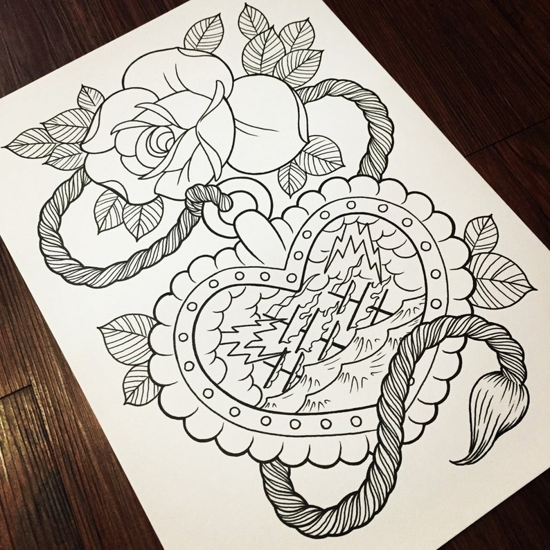 Sinking Locket Printable Coloring Page - Etsy