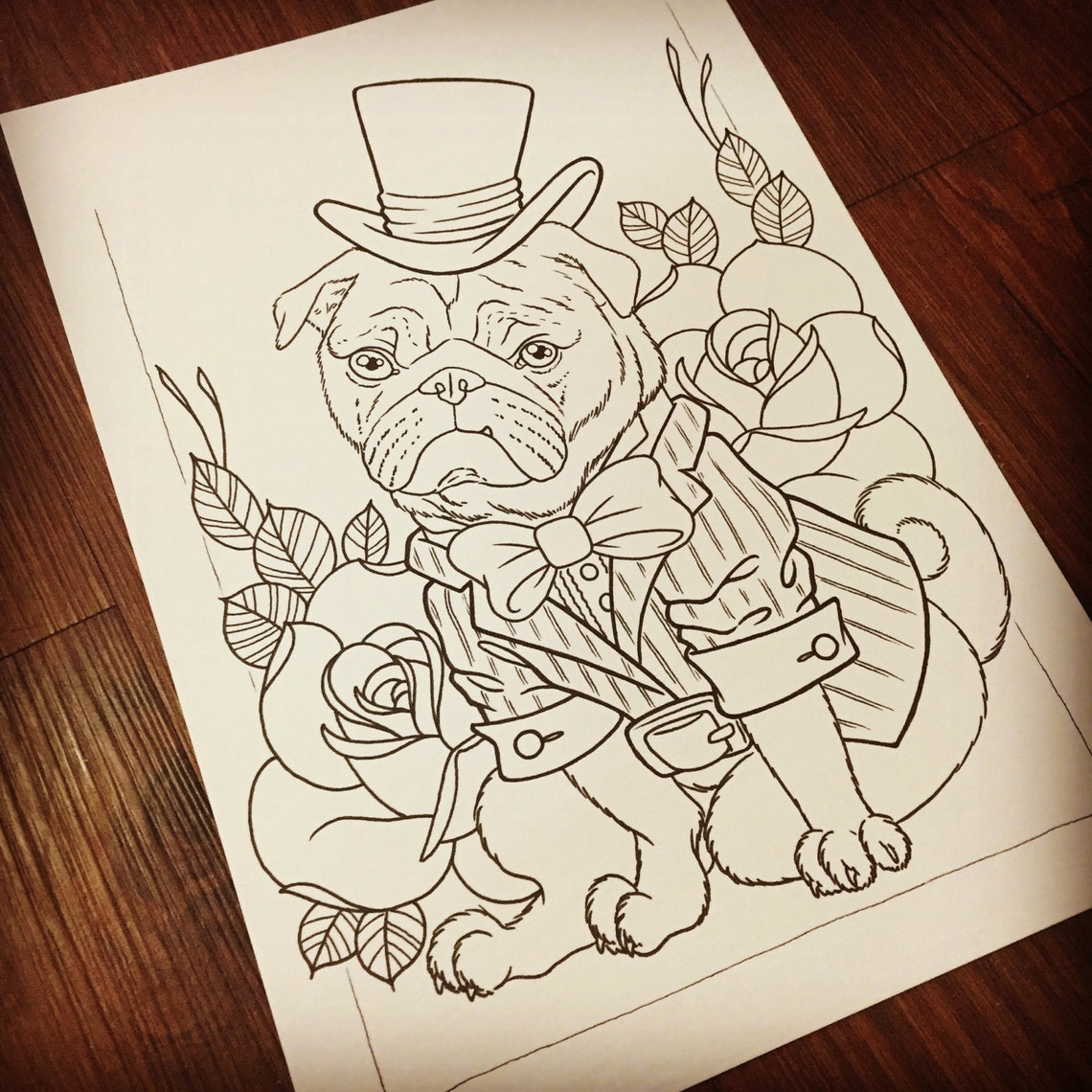 Mr. Pug Printable Coloring Page - Etsy UK
