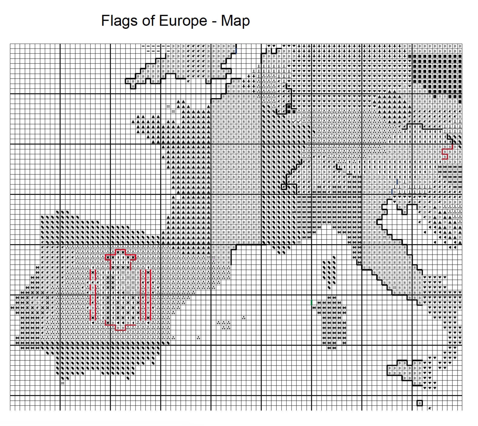 Europe in Flags Map - Cross Stitch Pattern - Etsy
