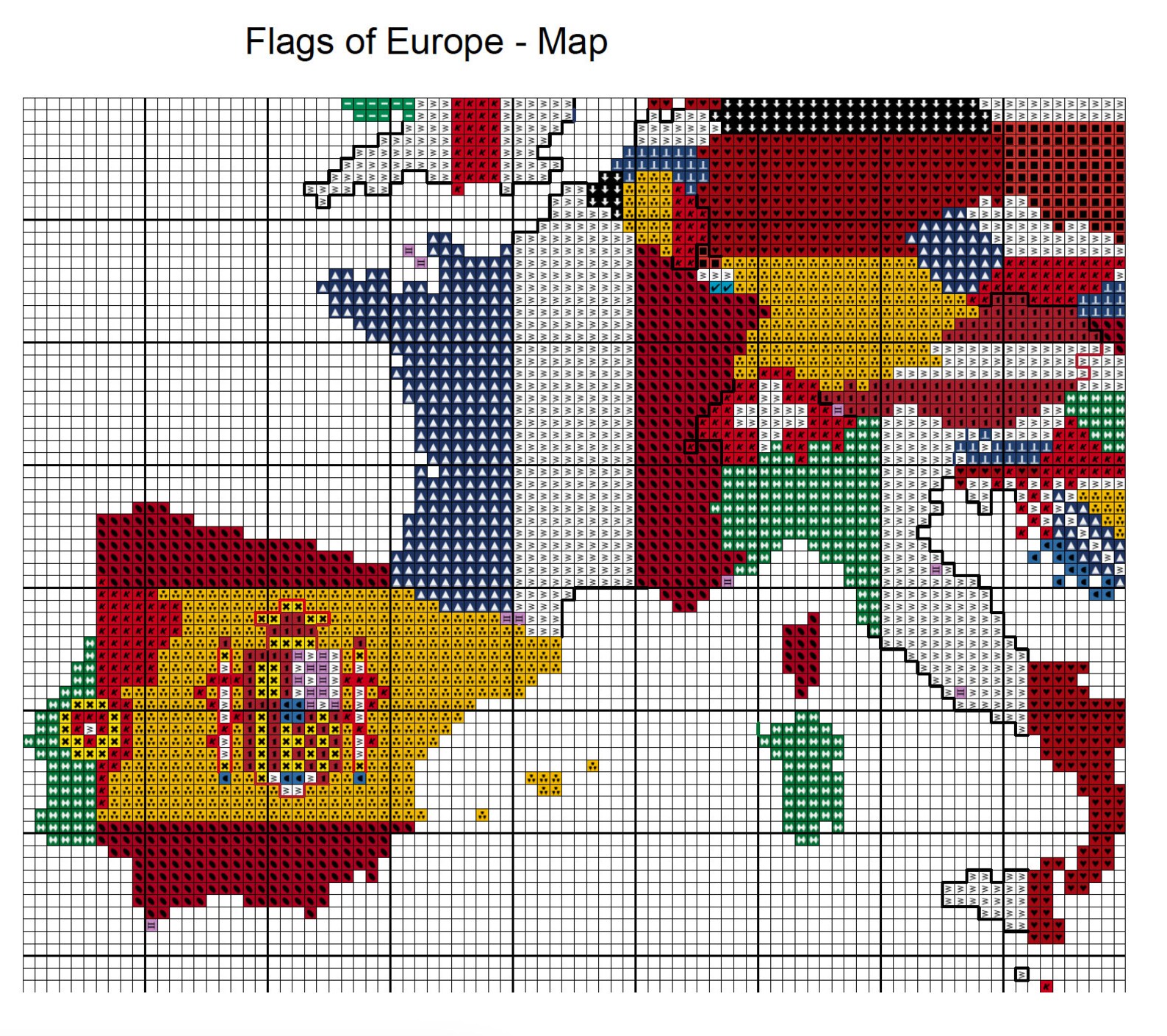 Europe in Flags Map - Cross Stitch Pattern - Etsy
