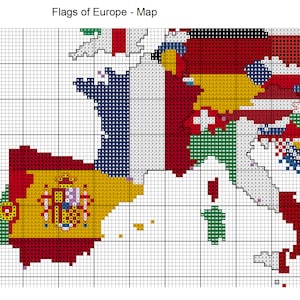 Europe in Flags Map - Cross Stitch Pattern - Etsy