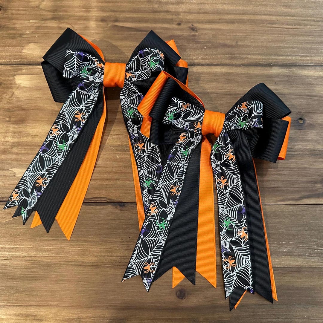 Halloween Orange Spiders Bows - Etsy