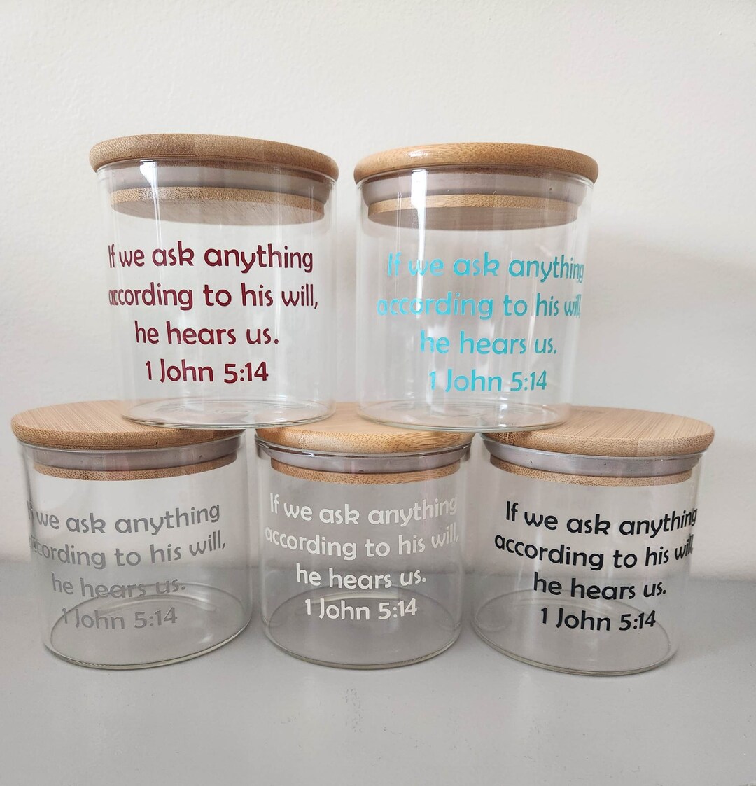 Prayer Jar Scripture Jar Prayer Canister 1 John 5:14 Ask - Etsy