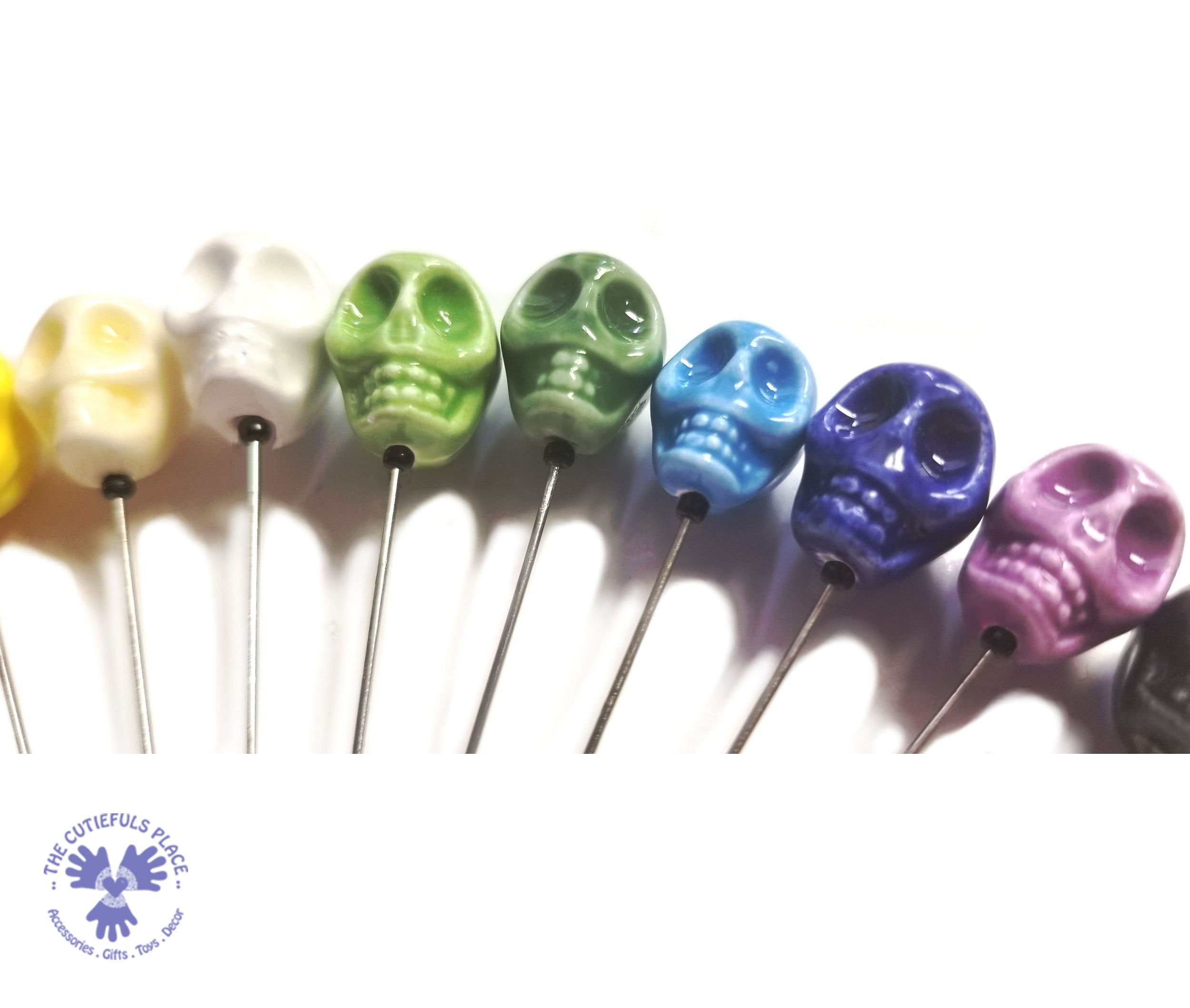 Rainbow Ceramic Skull Long Pins: Stitch Counting Stitch - Etsy