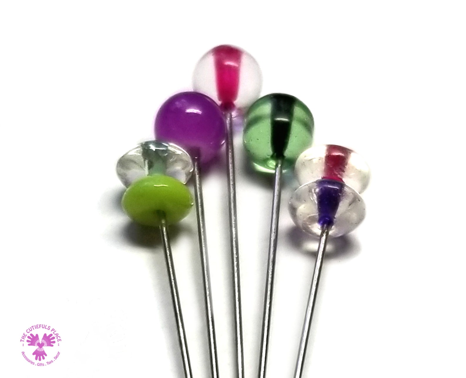 Lampwork Glass Sewing Pins Rondelle Glass Decorative Straight | Etsy