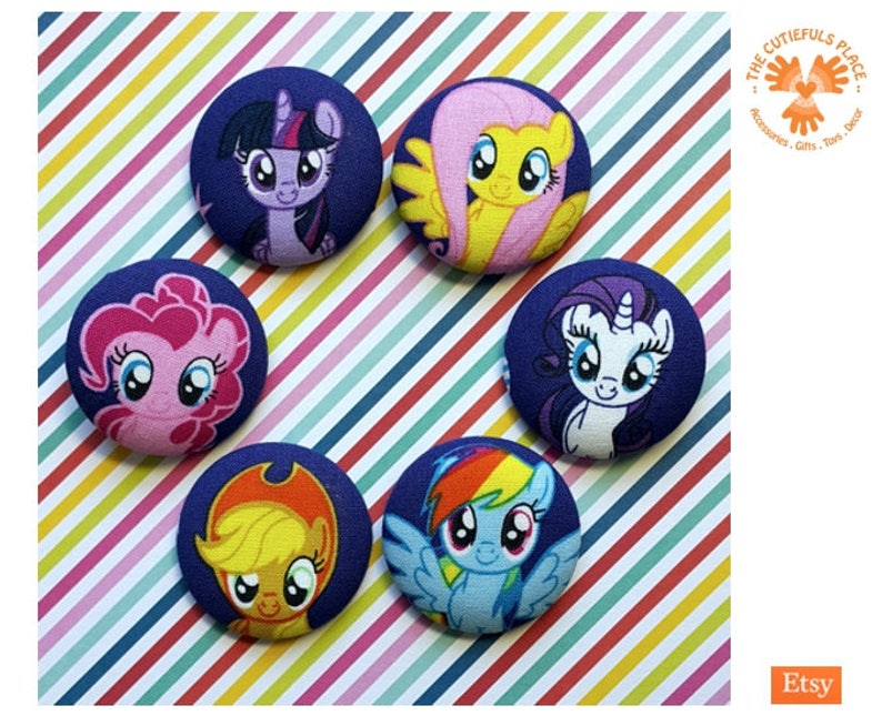 My Little Pony MLP Button Badge Brooch Ponytail Holder - Etsy