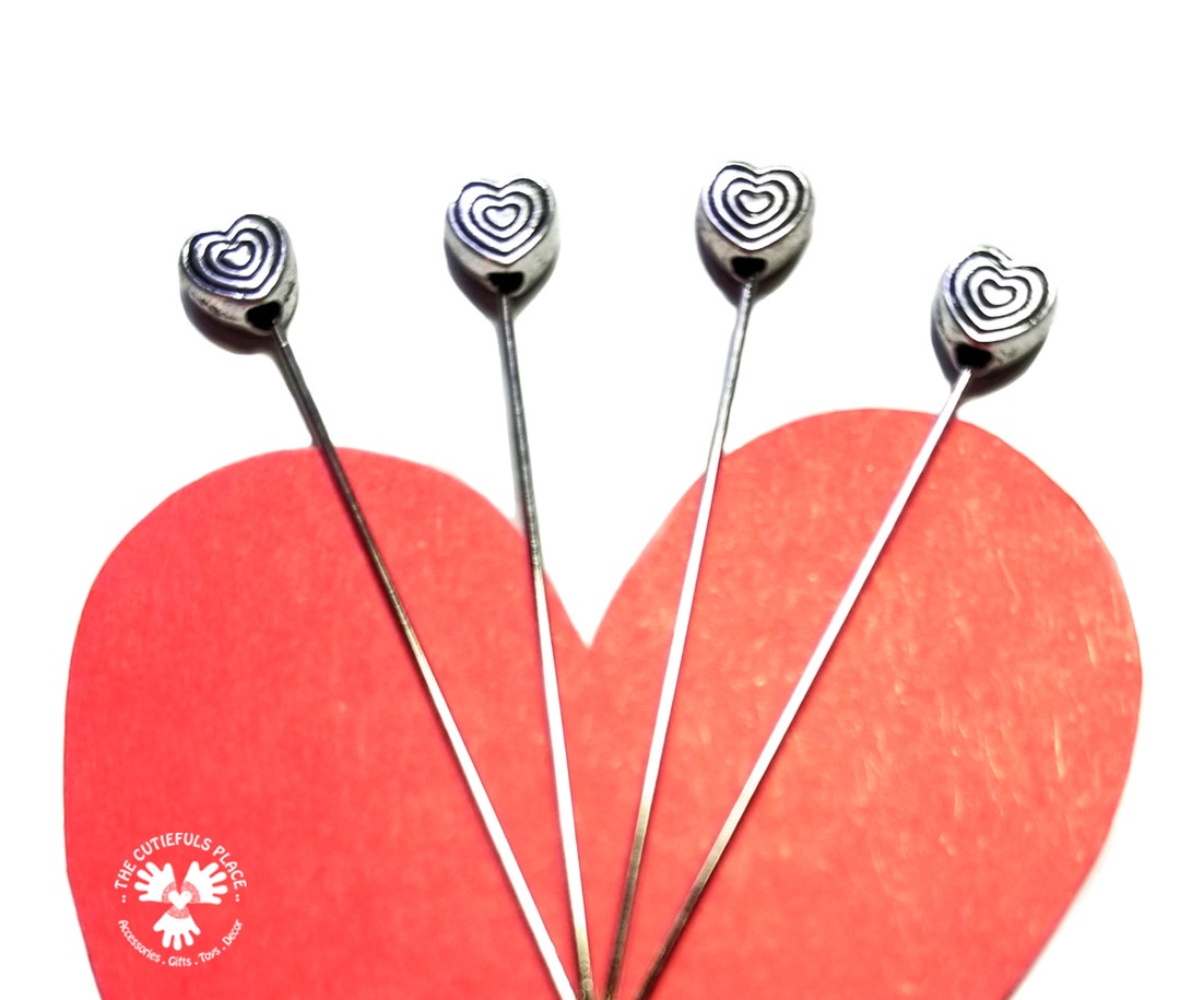 Silver Heart Decorative Straight Pins: Love for Your Pincushion ...