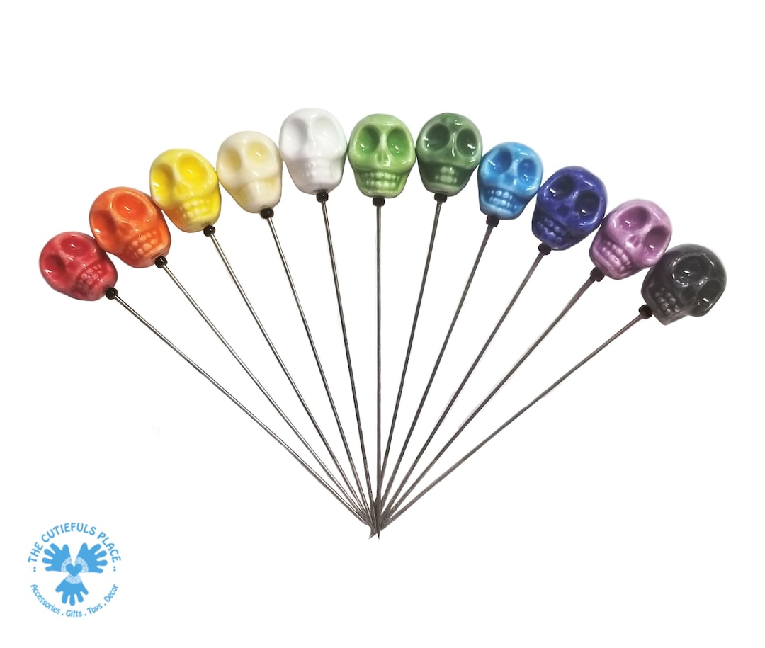 Rainbow Ceramic Skull Long Pins: Stitch Counting, Stitch Marking ...