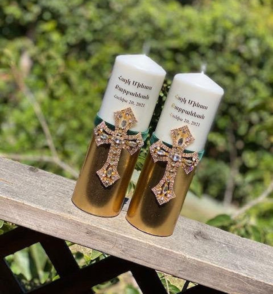 Christening Personalized Candles Set of 2 - Etsy