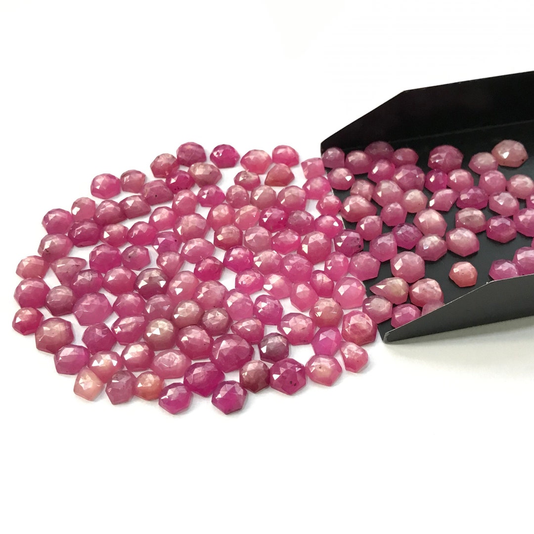 Geometric Rose Cut Pink Ruby Johnson,rose Cut Gemstone Slice,gemstones ...