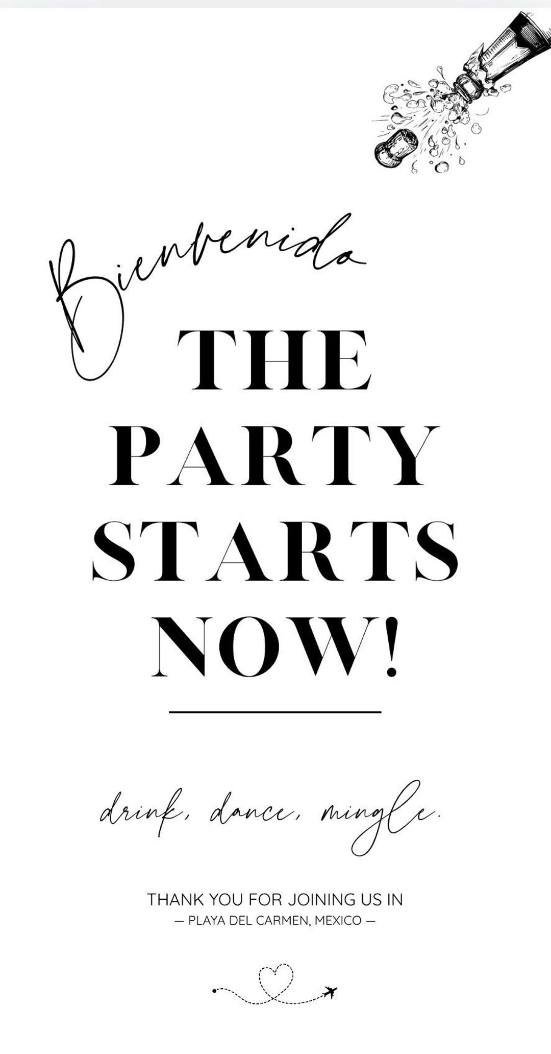 Editable Wedding Welcome Party Sign, Modern Canva Template (digital ...