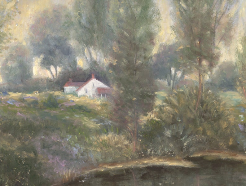 Title: Pond Reflections , Impressionist Landscape Art Print, Giclee ...