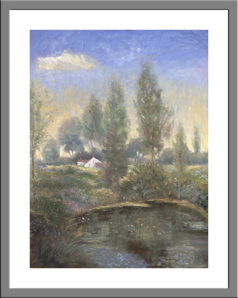 Title: Pond Reflections , Impressionist Landscape Art Print, Giclee ...