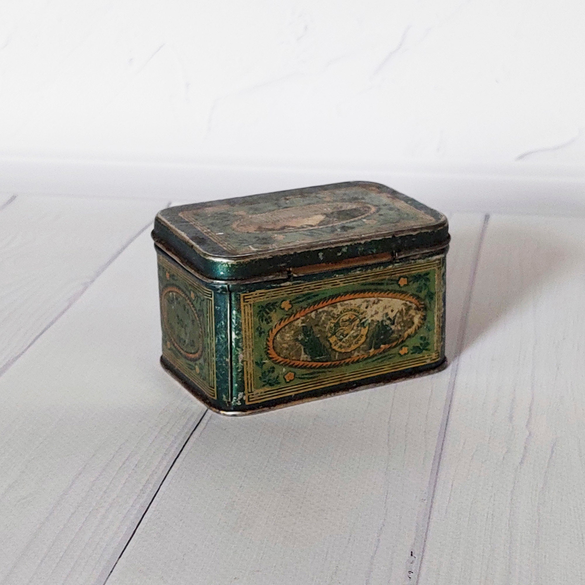 Antique Tea Tin Box Old Rare Kitchen Box Georgian Tea Case Soviet Metal ...