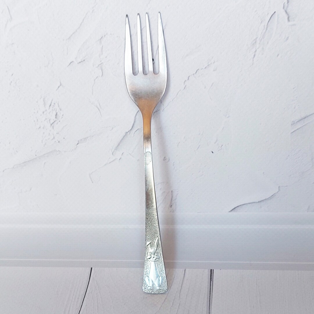 Old Antique Childs Fork Bunny Fairytale Kids Fork Retro Rabbit Metal ...
