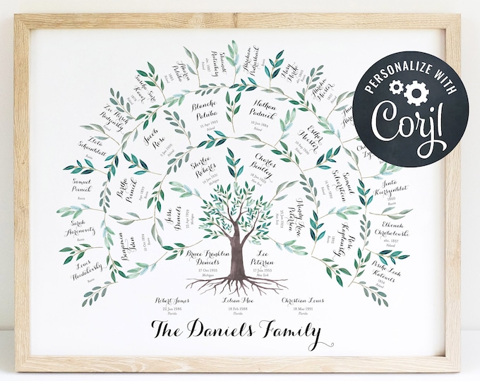Custom Family Tree Printable 5 Generation Template Instant Download ...