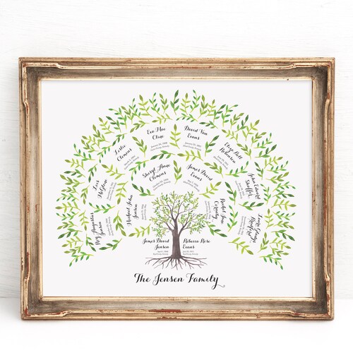 Modern Family Tree Art Modern Genealogy Fan Chart Family | Etsy UK