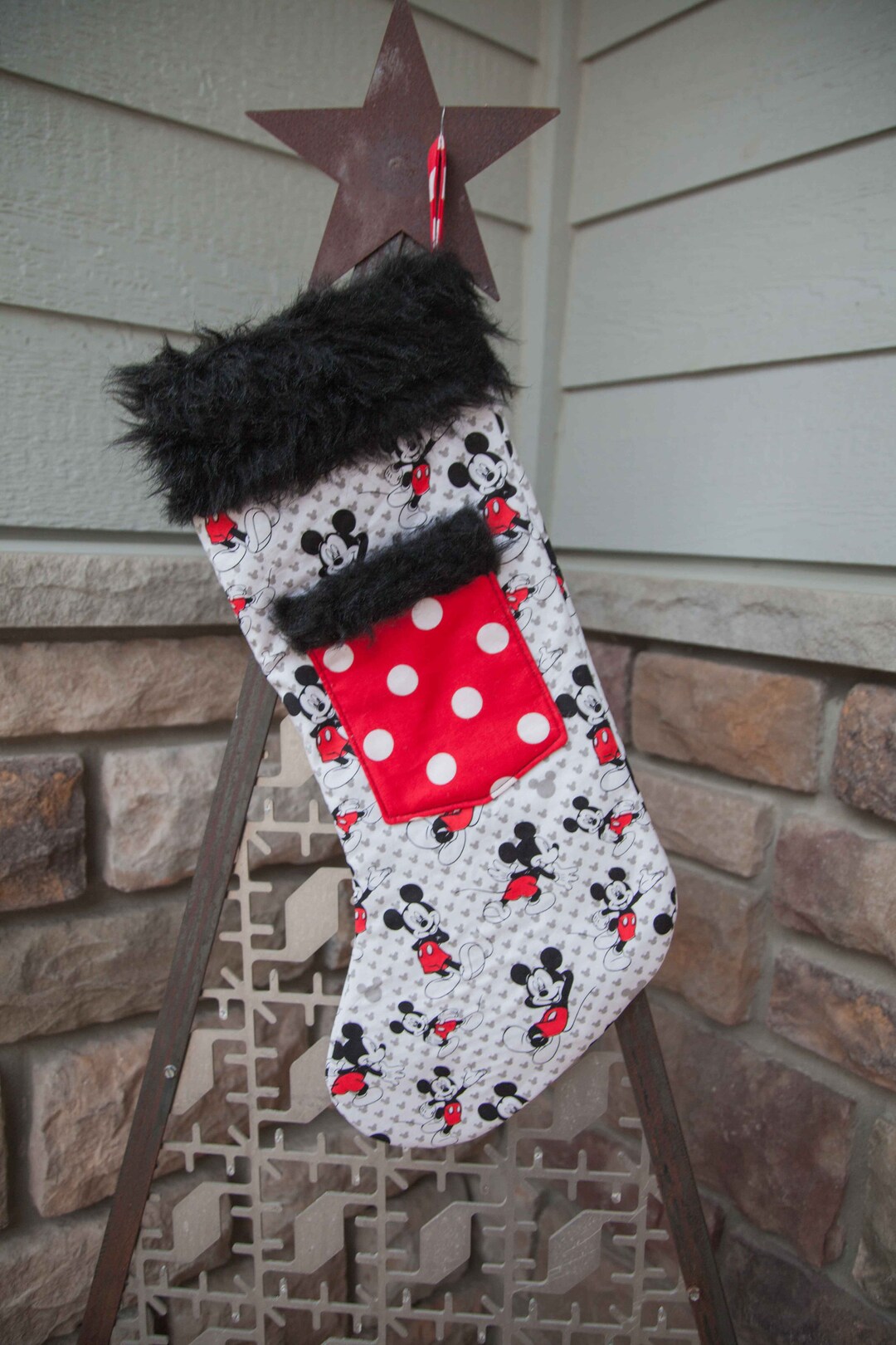 Child Christmas Stocking/mickey Mouse Christmas Stocking With Black ...