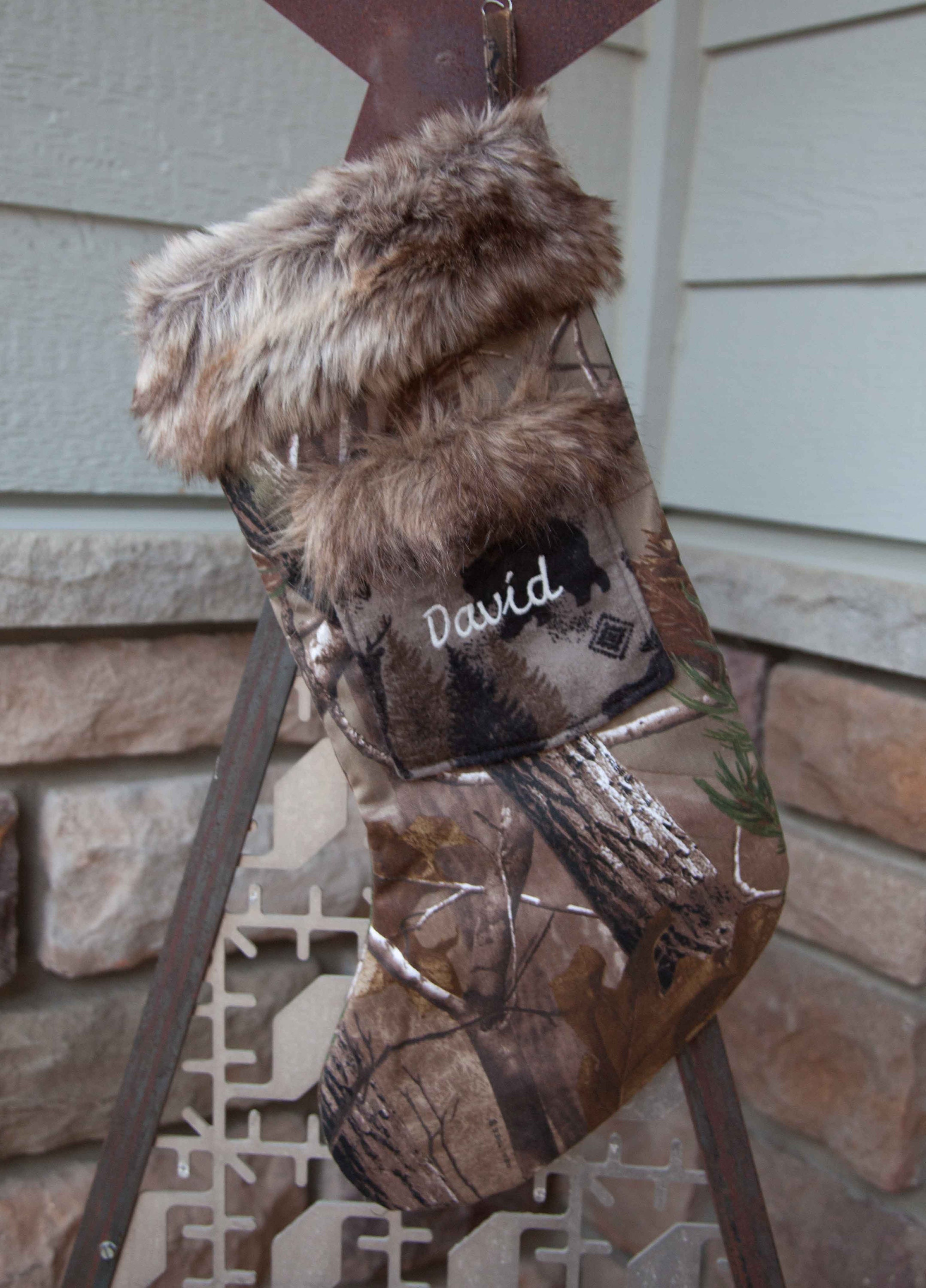 Camouflage, Woodland Christmas Stocking, Outdoorsman Christmas Stocking ...