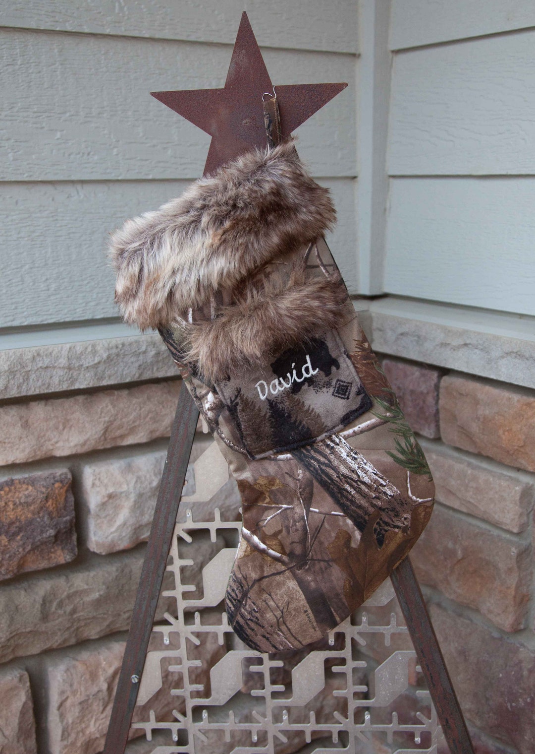 Camouflage, Woodland Christmas Stocking, Outdoorsman Christmas Stocking ...
