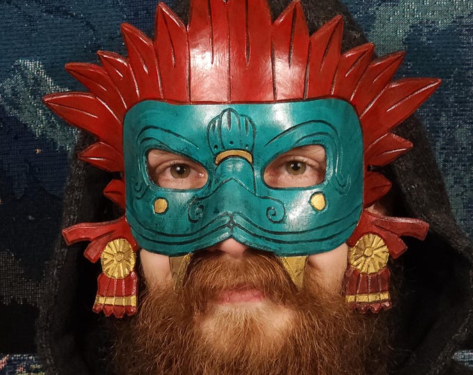 Moon Mask Blue Leather Costume Cosplay Larp Renaissance Wicca Pagan ...