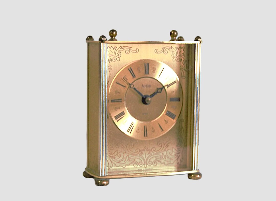 Acctim English Carriage Clock - Mantel Table Quartz - Golden Brass ...